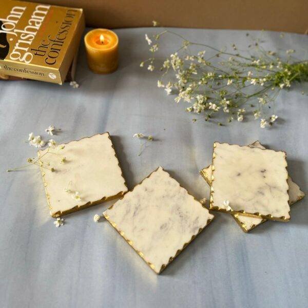 Square Marble Coaster (Set of 4) - Rajasthani Haat